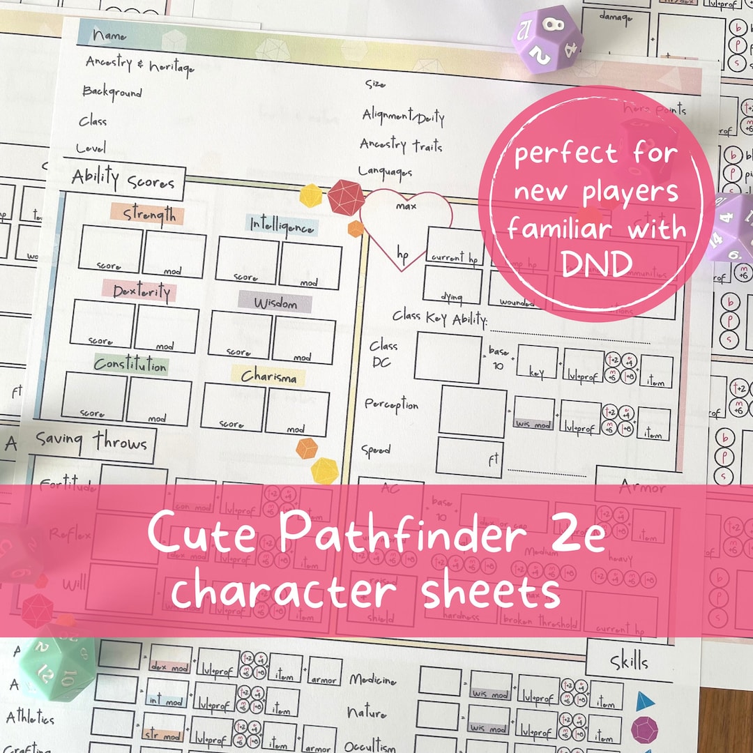 Pathfinder 2e Character Sheet PDF Rainbow Dice Theme, Simpler ...