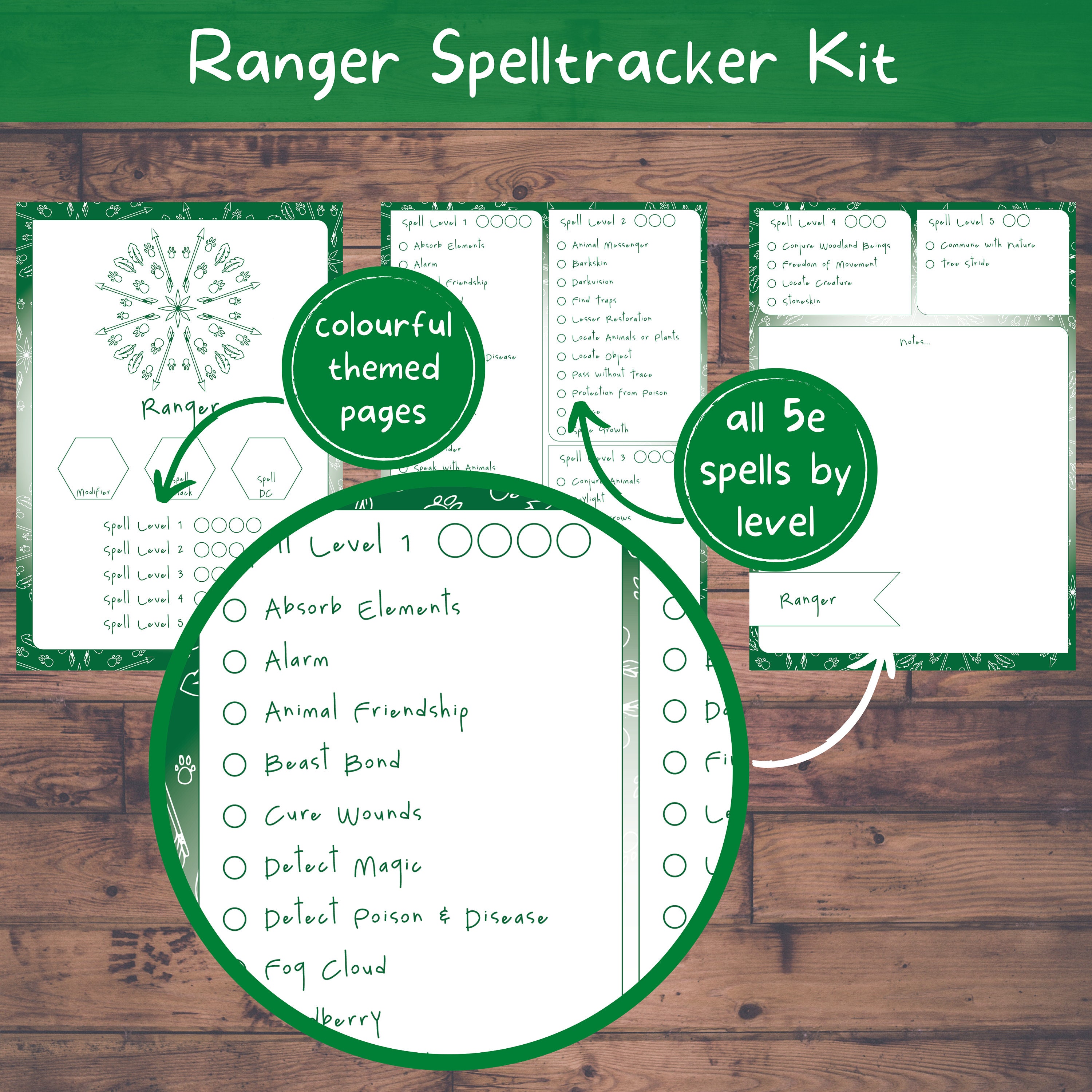 D&D Ranger Spell Tracker: Printable 5e Spell List (PDF) - Etsy