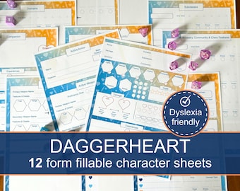 Daggerheart Character Sheets 12 Form Fillable Printable Set With Dyslexia-friendly Font, Fun ...