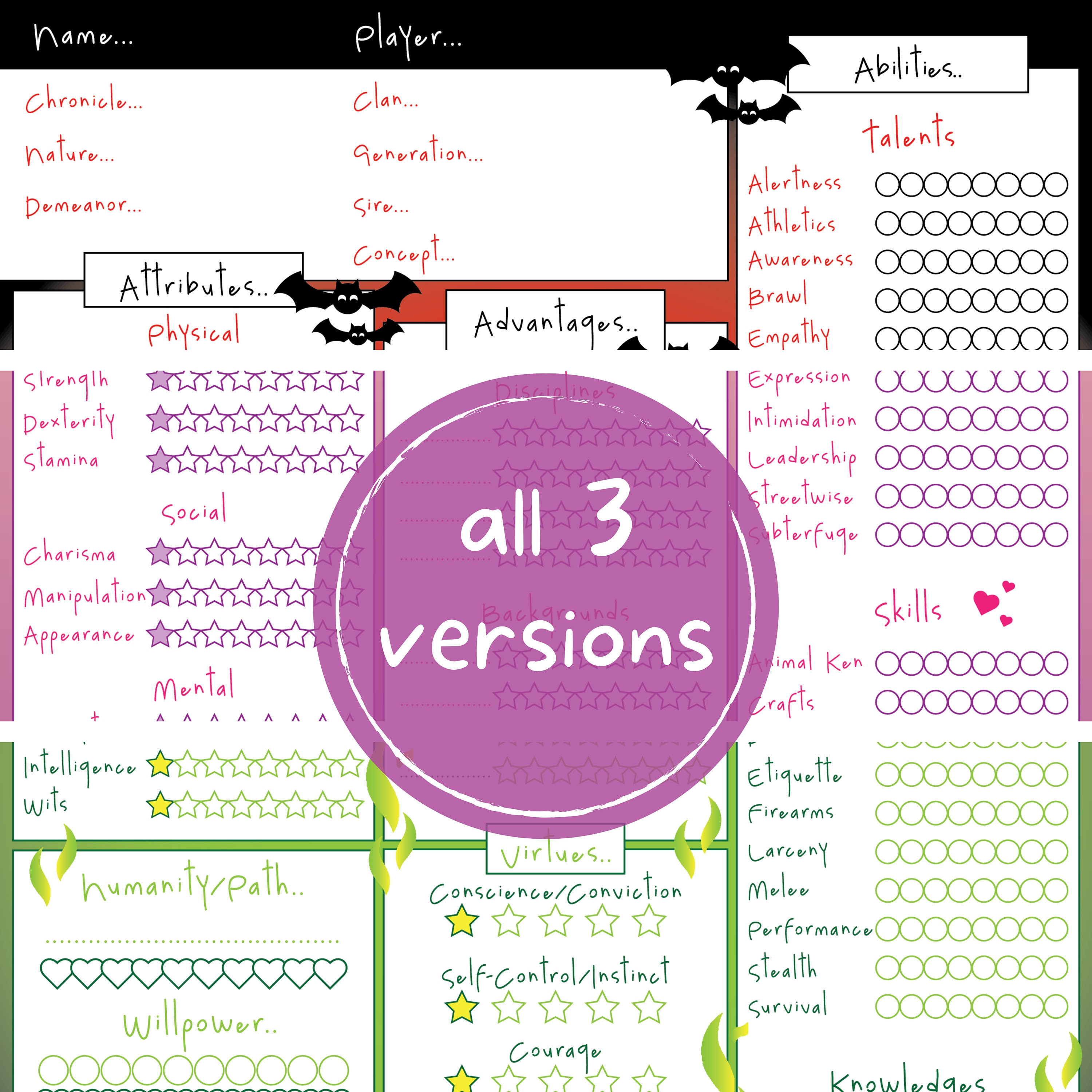 Vampire Clan VTM V20 FREE Set, Vampire the Masquerade 20th Anniversary ...