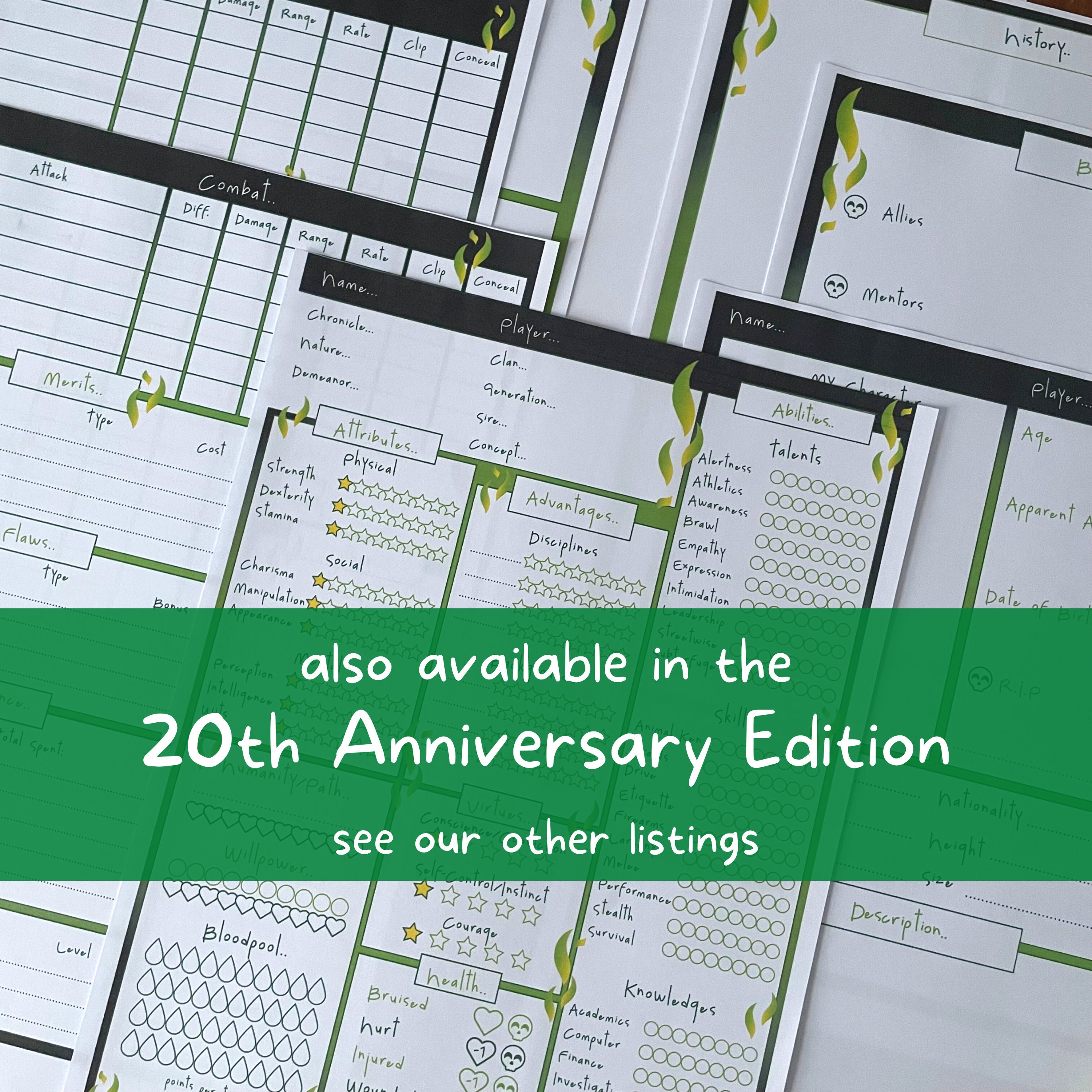 V5 Vampire the Masquerade Character Sheets Form Fillable | Vtm V5 ...