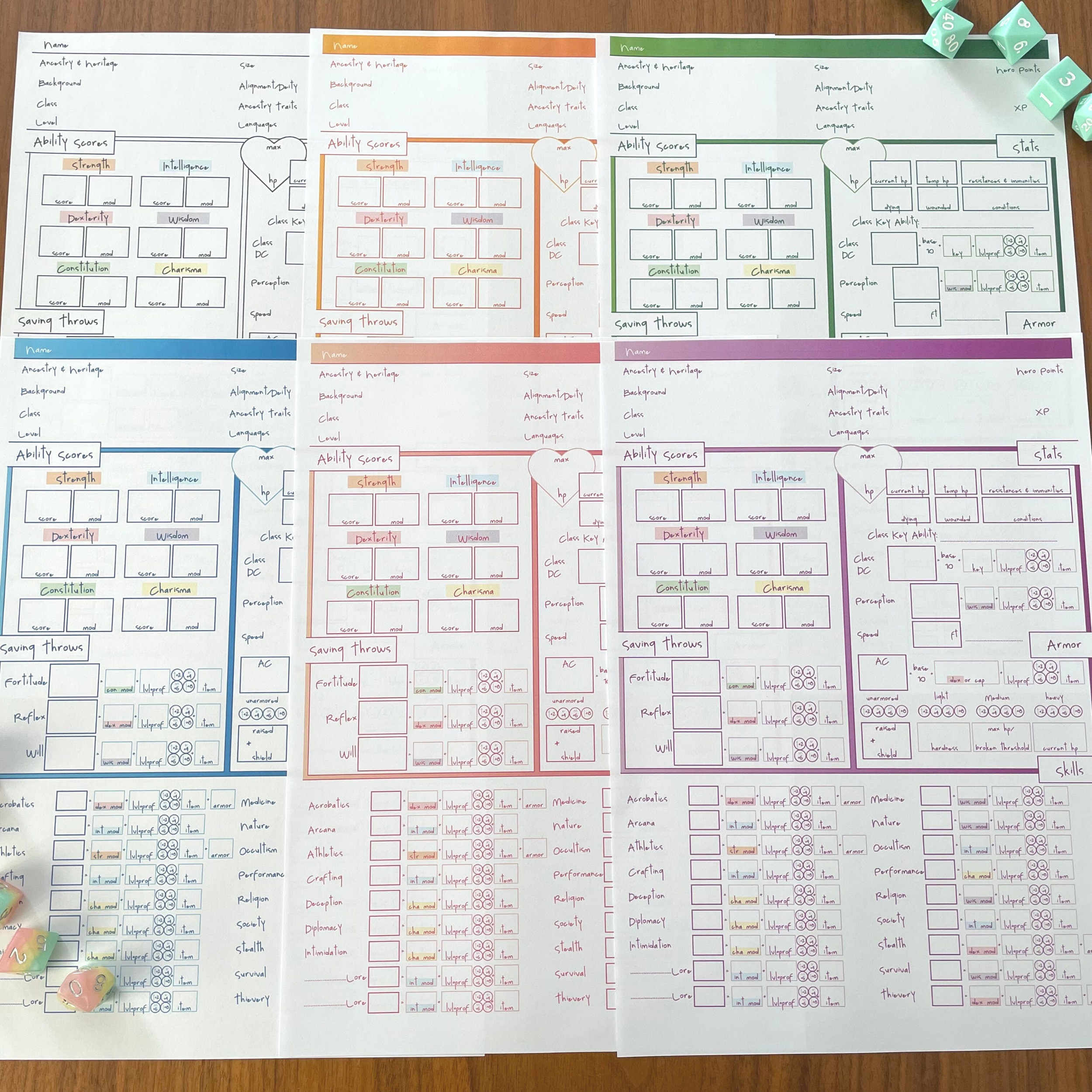 Pathfinder 2e Character Sheets Party Bundle for DND New Players and ...