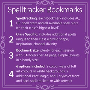 DND Warlock Spell Tracker Bookmarks, Printable Dungeons and Dragons 5e ...