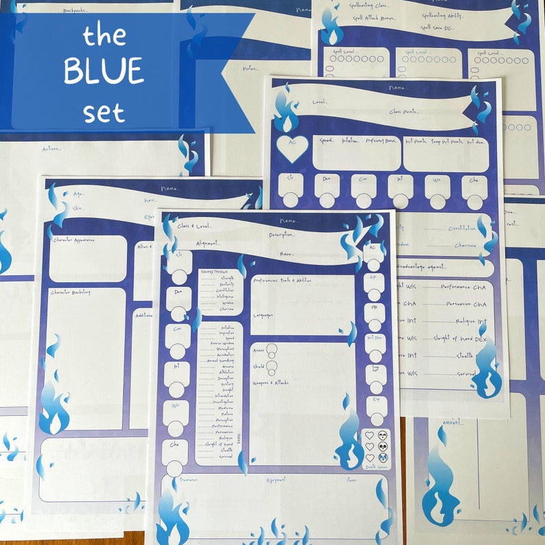 Fire and Flames DND Character Sheets: 27 Form Fillable Pages (PDF ...