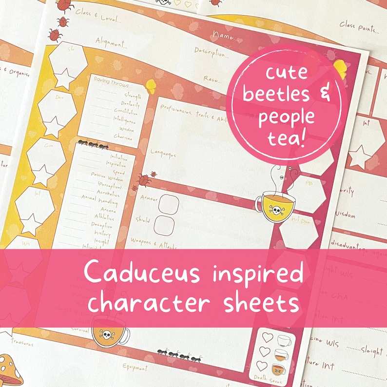 DND Mushroom Character Sheets Forest and Dead People Tea Caduceus Clay ...