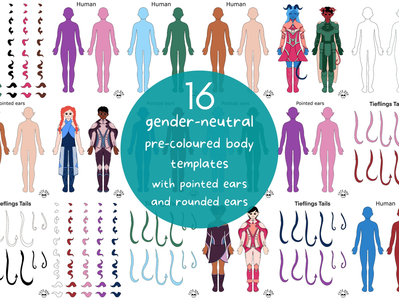 Kids DND Make Your Own Characters, Tieflings, Elves & Humans Printable ...