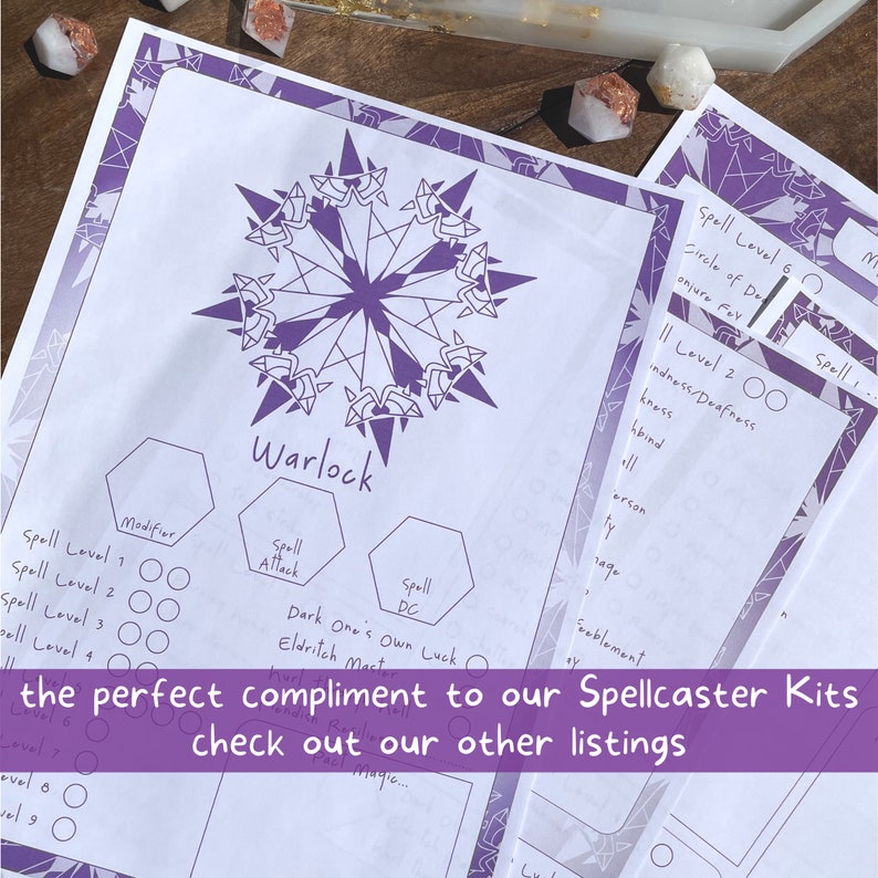 DND Warlock Spell Tracker Bookmarks, Printable Dungeons and Dragons 5e ...