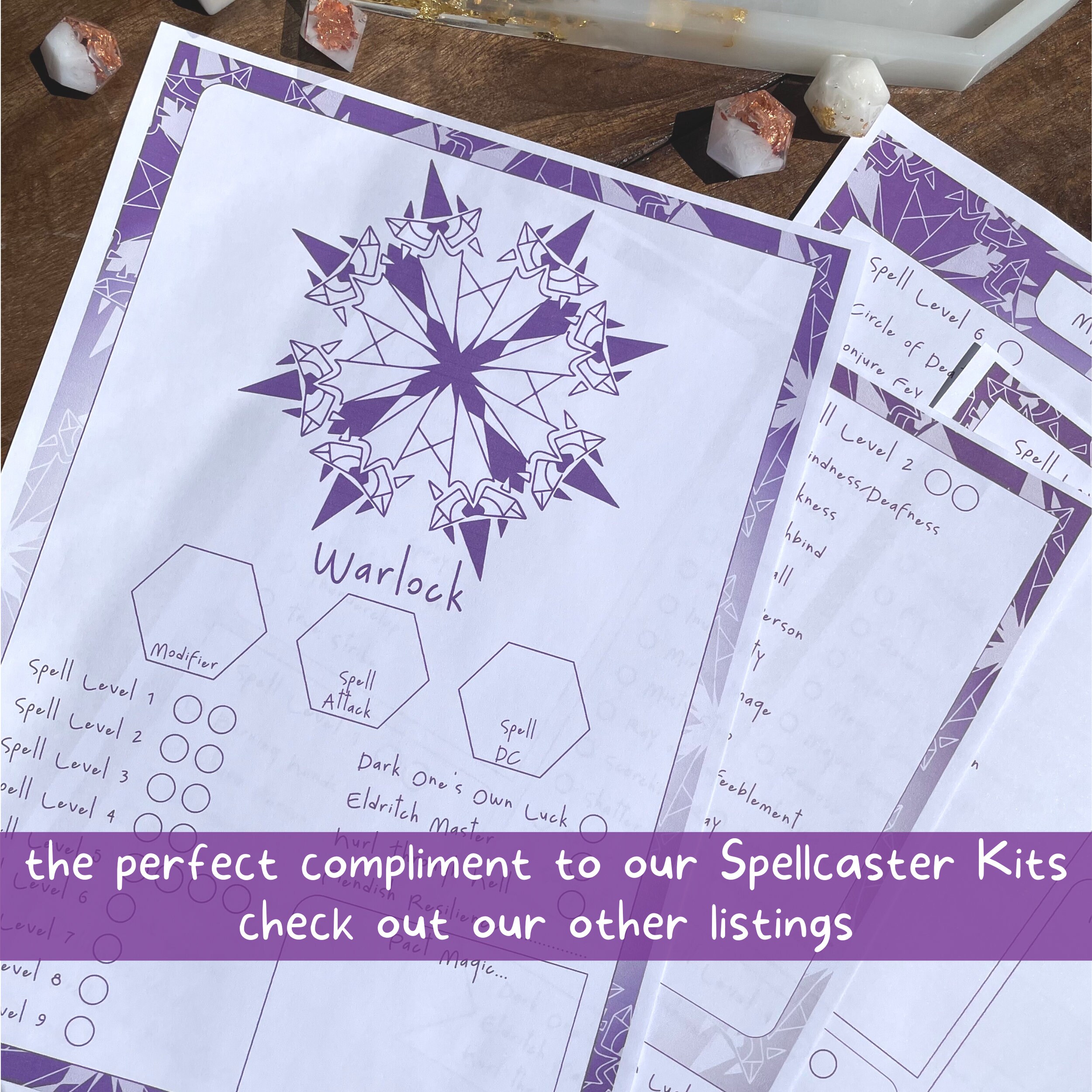 DND Warlock Spell Tracker Bookmarks, Printable Dungeons and Dragons 5e ...