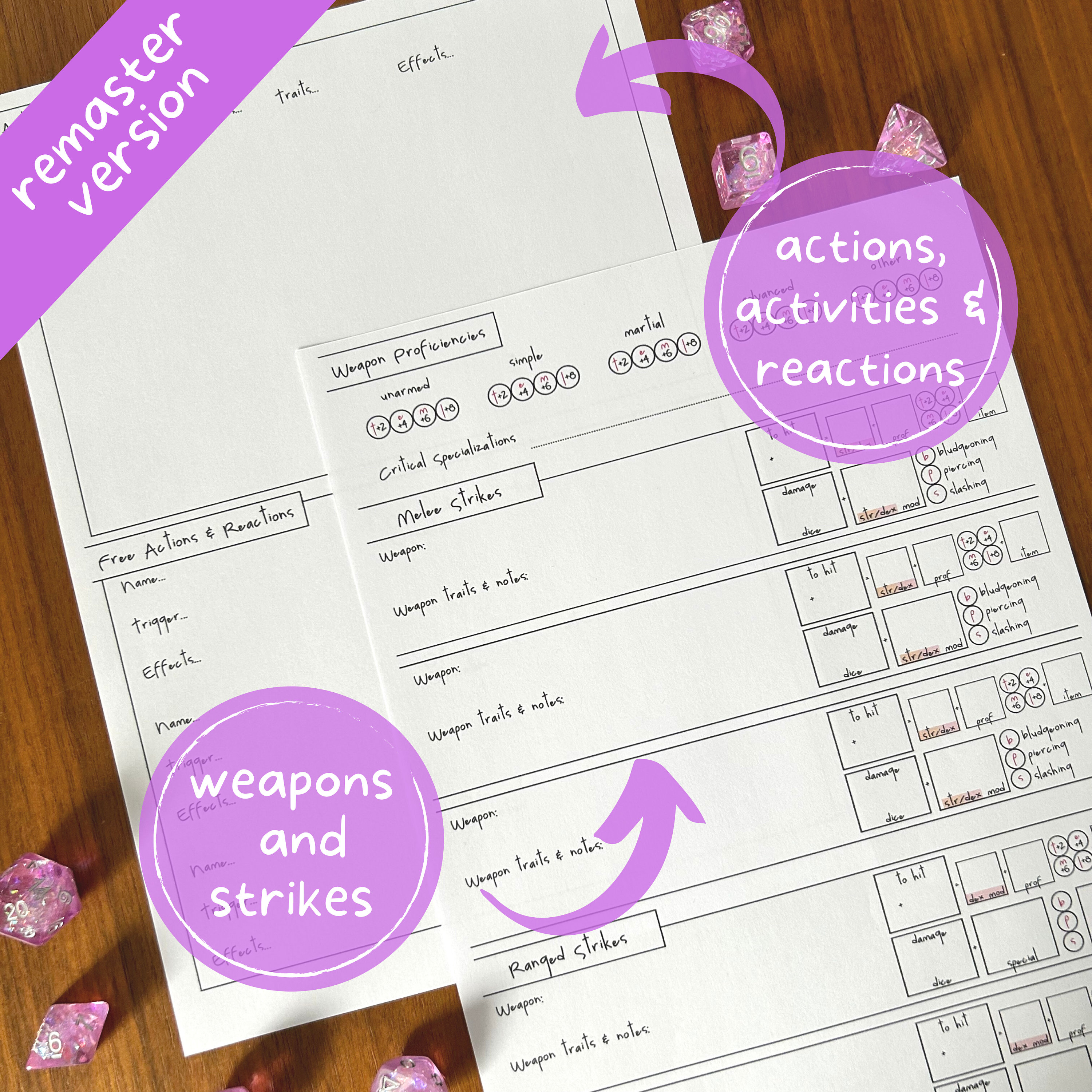 Pathfinder 2e Remaster Character Sheets Pack Great for New Players and ...