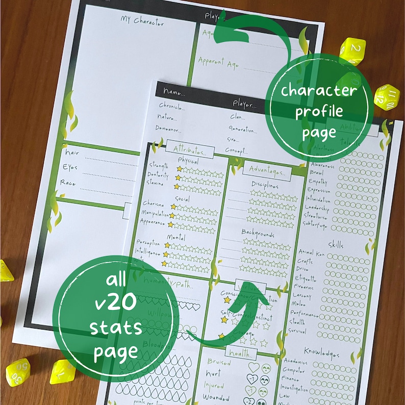 Vampire the Masquerade Character Sheets 20th Anniversary Edition | Vtm ...