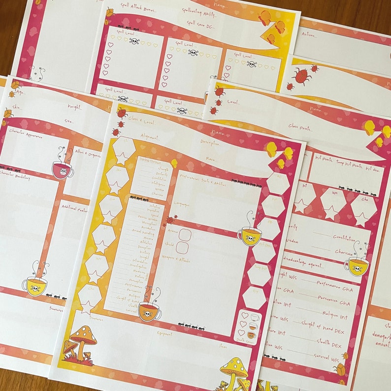 DND Mushroom Character Sheets Forest and Dead People Tea Caduceus Clay ...