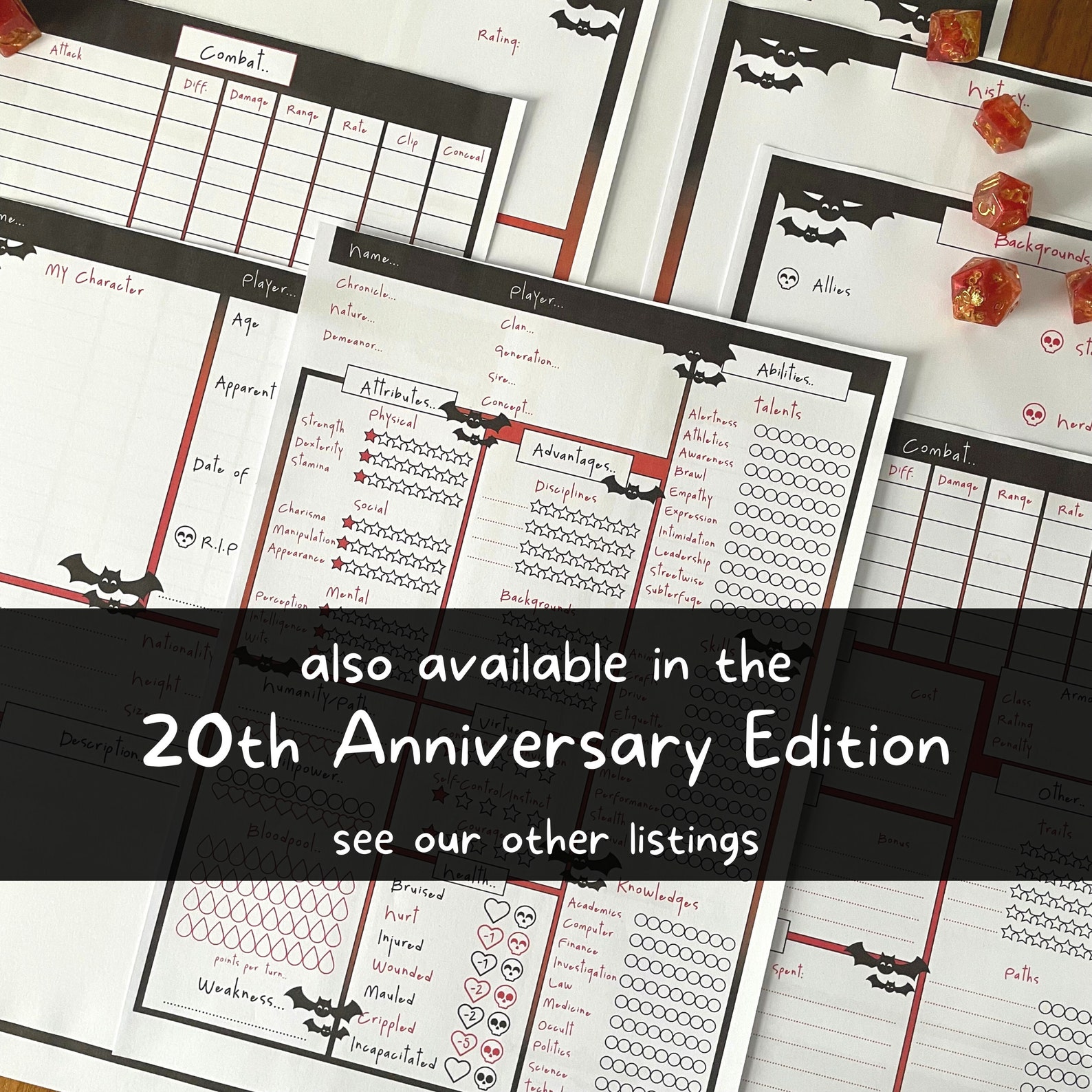 V5 Vampire the Masquerade Character Sheets Form Fillable | Vtm V5 ...