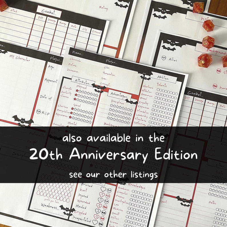 V5 Vampire the Masquerade Character Sheets Form Fillable Vtm - Etsy