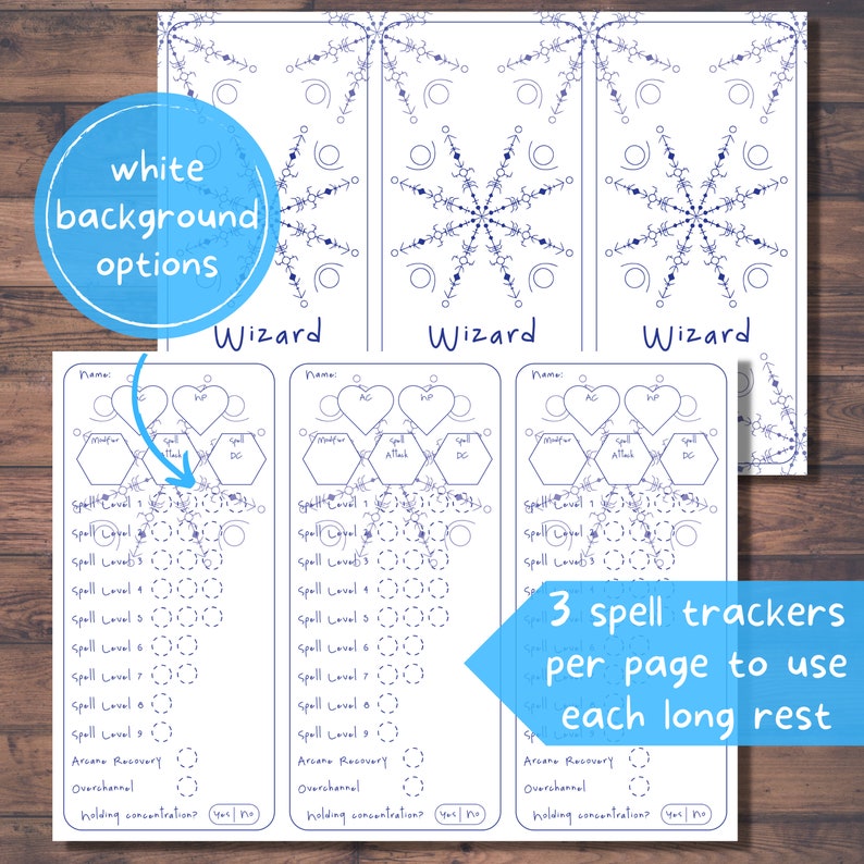 DND Wizard Spell Tracker Bookmarks, Printable Dungeons and Dragons 5e ...