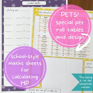 Kids DND Character Kit, Child and DND Beginner Friendly Character ...