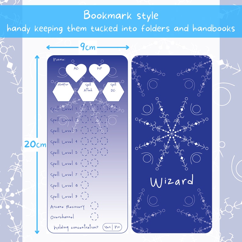 DND Wizard Spell Tracker Bookmarks, Printable Dungeons and Dragons 5e ...