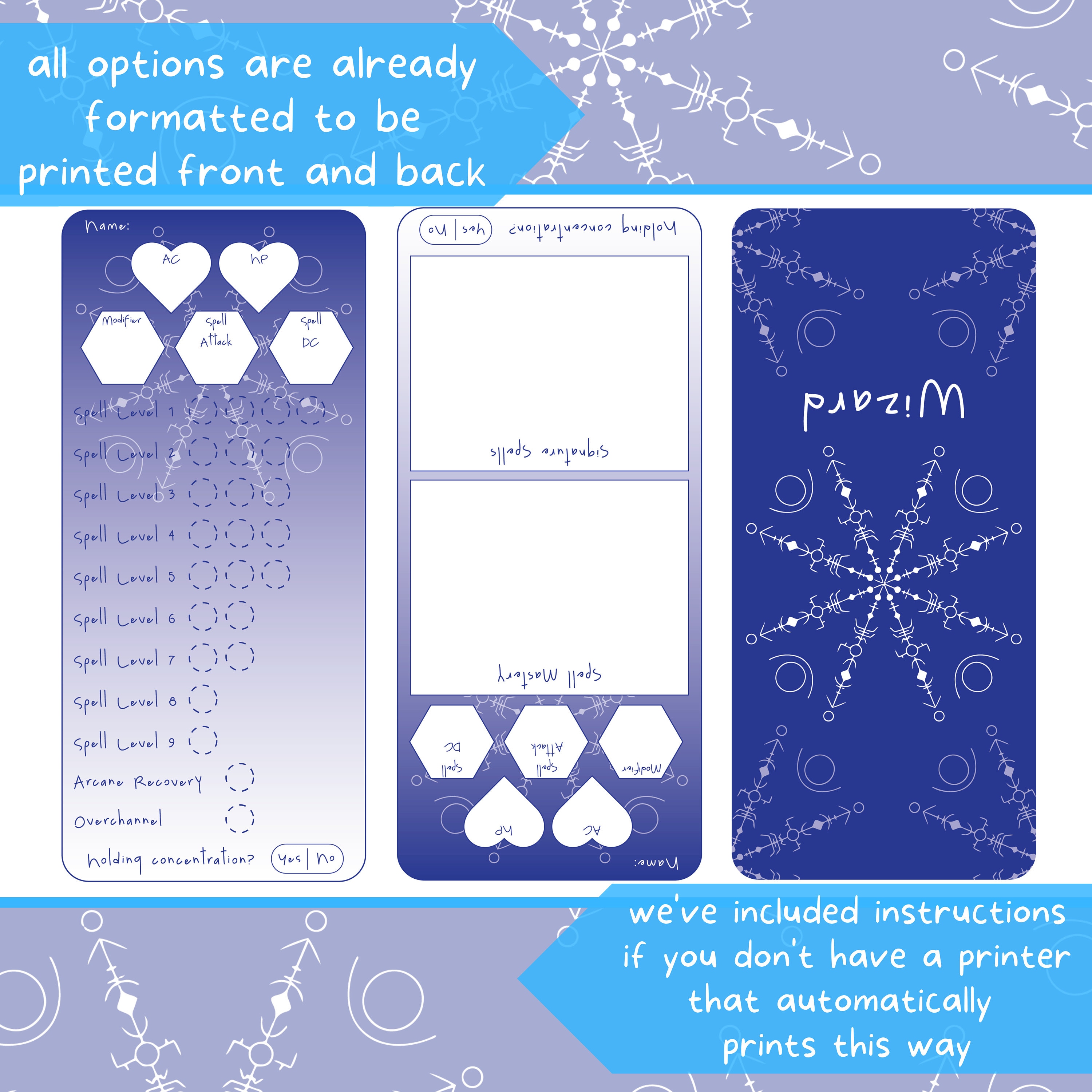 DND Wizard Spell Tracker Bookmarks Printable Dungeons and - Etsy