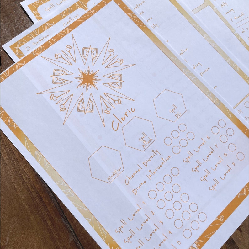 Cleric Spelltracker Set, All Dnd 5e Cleric Spell Lists and Printable ...