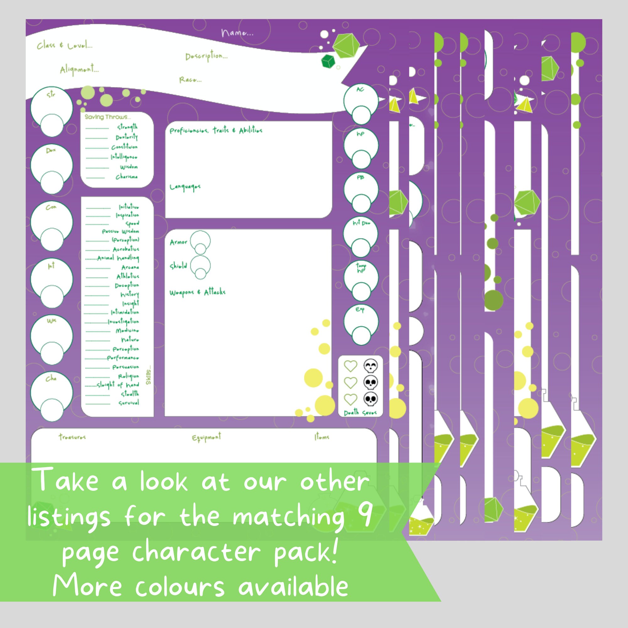 Companion and Familiars Form Fillable 5 Page D&D Pack in Our Purple ...