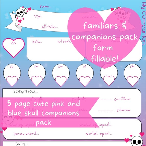 Companion and Familiars Form Fillable 5 Page D&D Pack in Our - Etsy