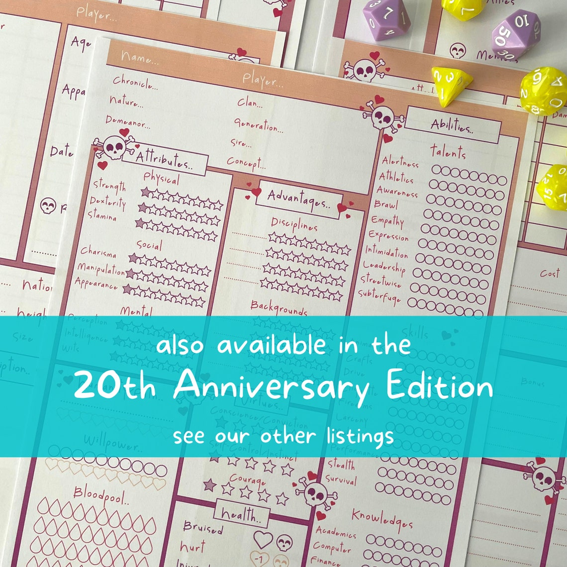 V5 Vampire the Masquerade Character Sheets Form Fillable | Vtm V5 ...