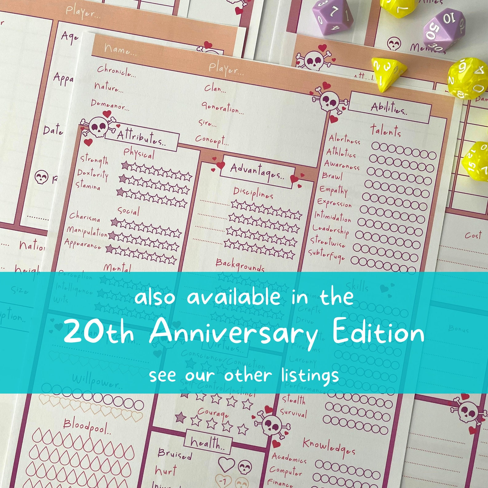 V5 Vampire the Masquerade Character Sheets Form Fillable | Vtm V5 ...