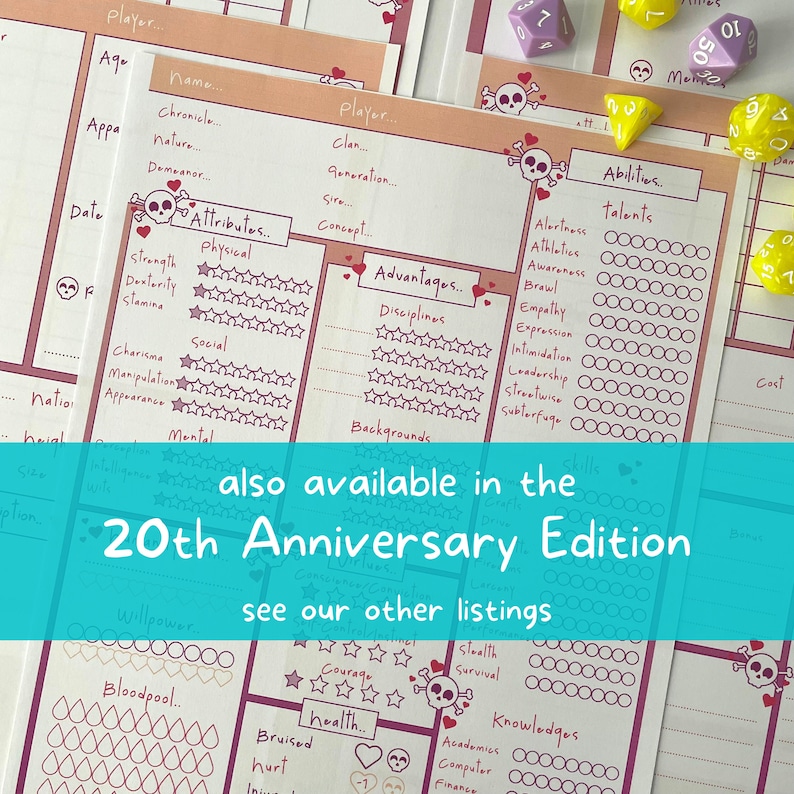 V5 Vampire the Masquerade Character Sheets Form Fillable | Vtm V5 ...