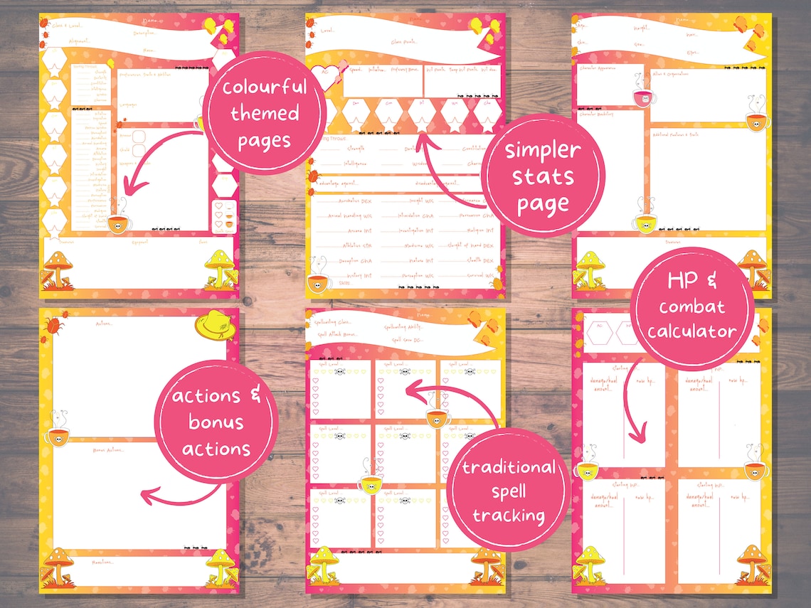 DND Mushroom Character Sheets Forest and Dead People Tea Caduceus Clay ...