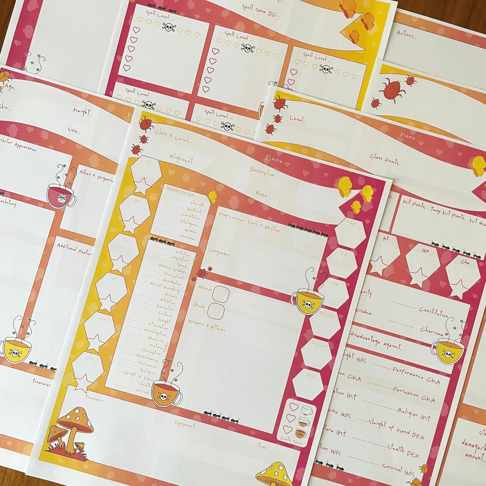 DND Mushroom Character Sheets Forest and Dead People Tea Caduceus Clay ...