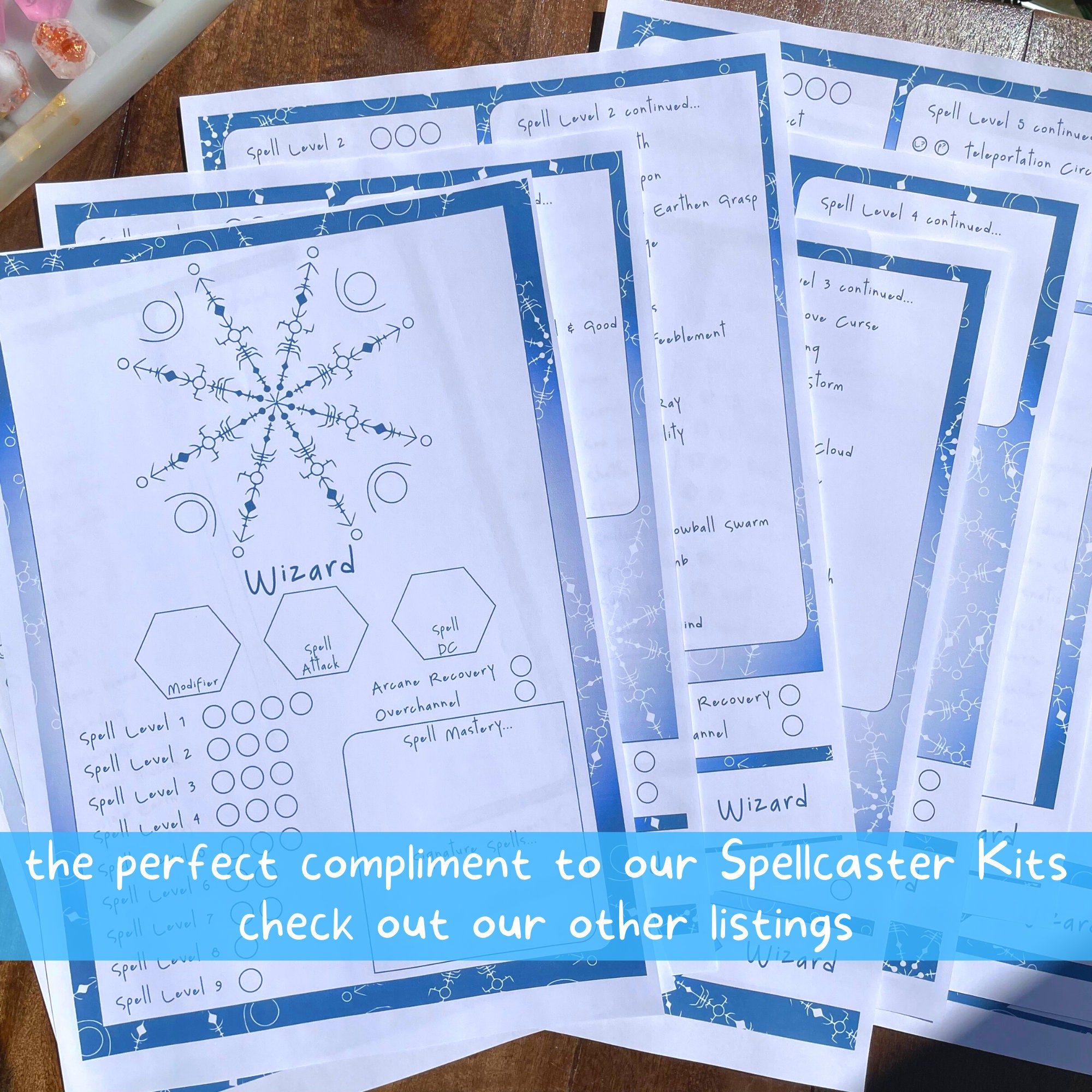 DND Wizard Spell Tracker Bookmarks Printable Dungeons and - Etsy