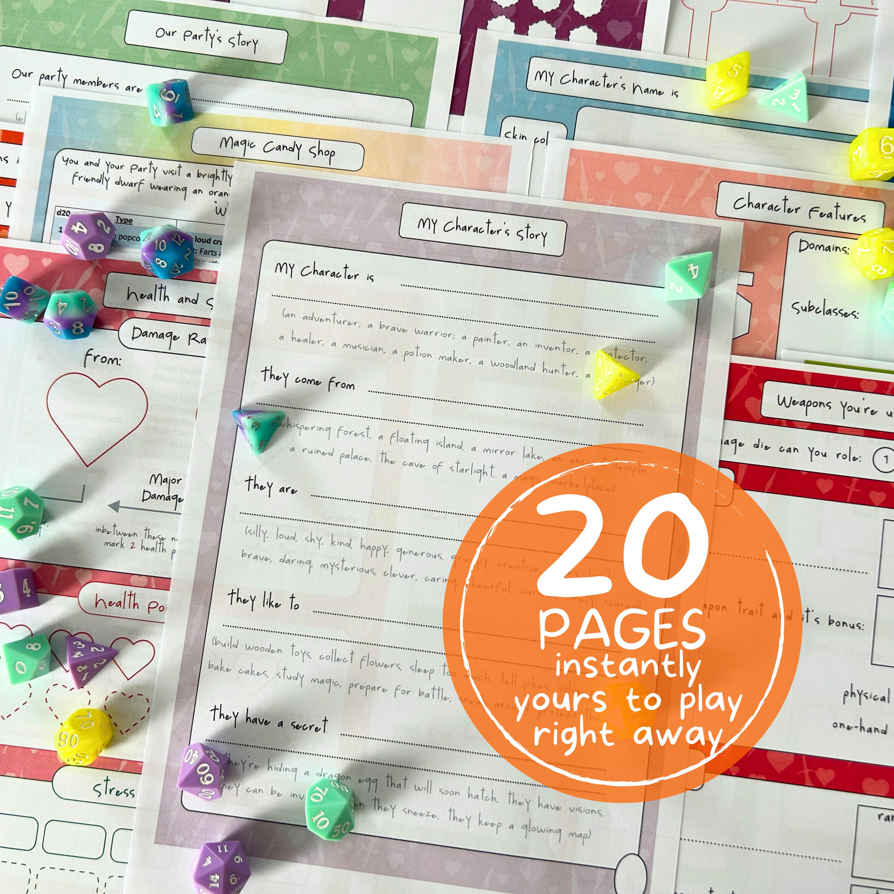 Daggerheart Character Sheet Kids Kit, Child Friendly Daggerheart TTRPG Character Sheets for New ...