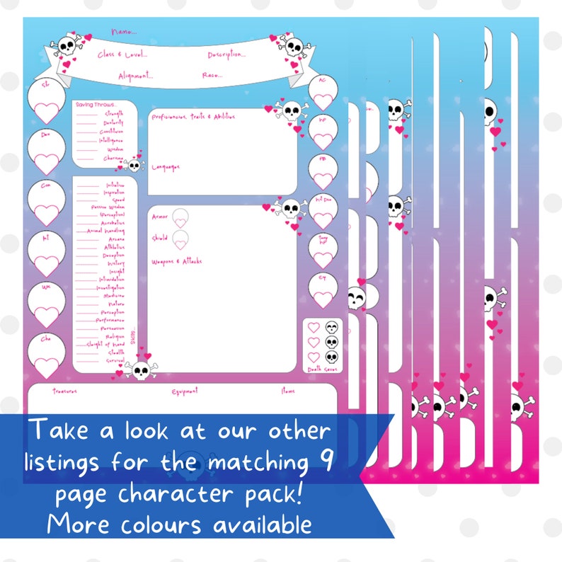 Companion and Familiars Form Fillable 5 Page D&D Pack in Our Pink and ...