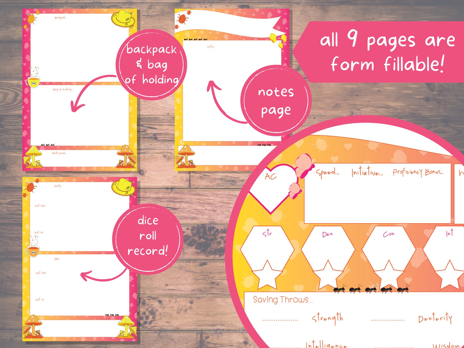 DND Mushroom Character Sheets Forest and Dead People Tea Caduceus Clay ...