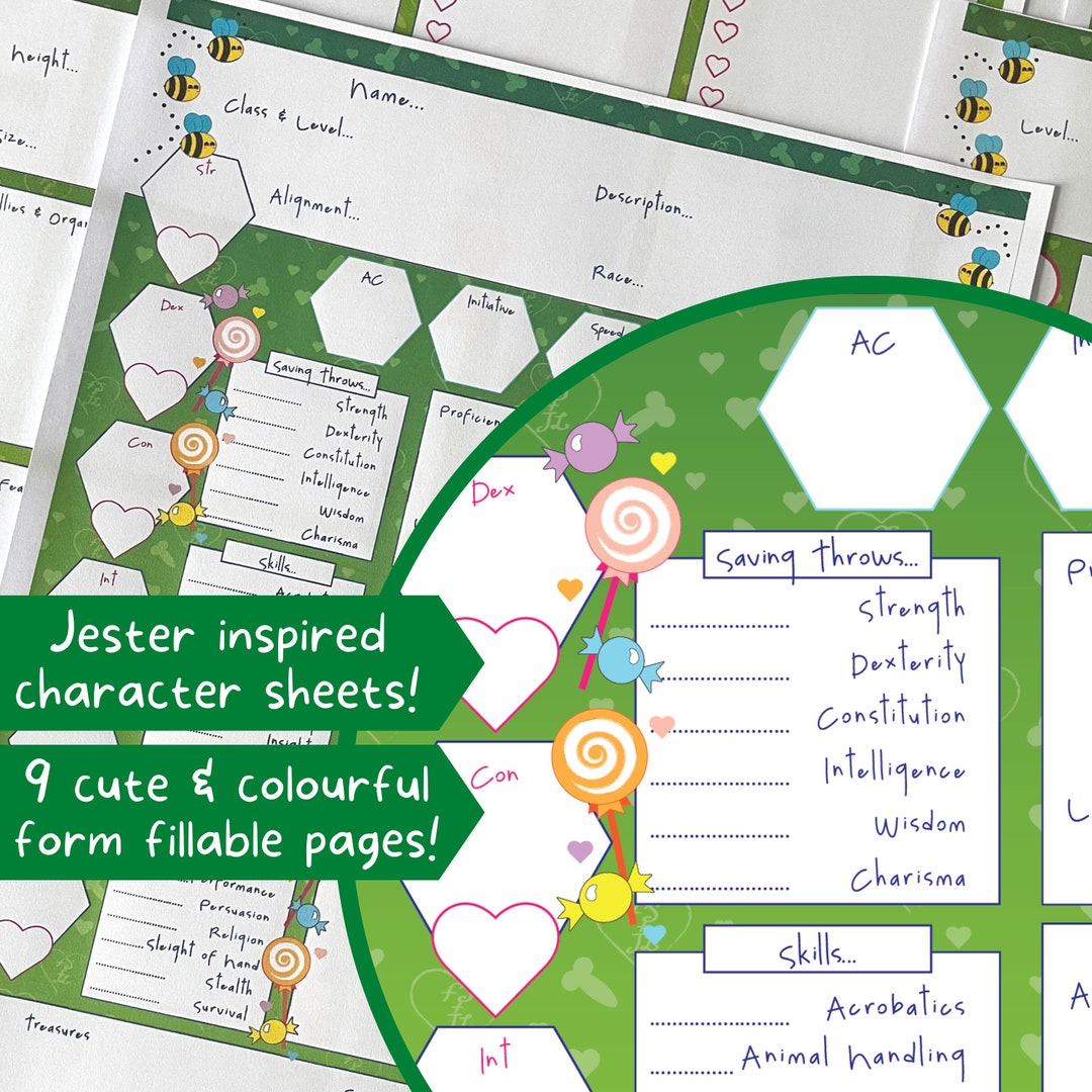 Critical Role DND Character Sheet Jester Inspired Dungeons - Etsy