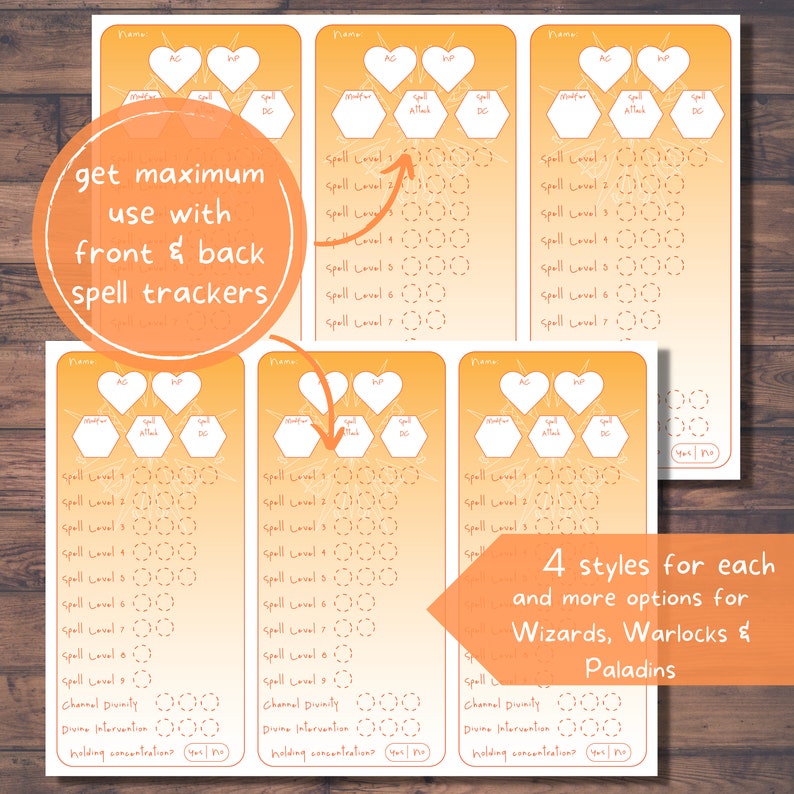 DND Spell Tracker Bookmarks Party Bundle, Set of Printable Dungeons and ...