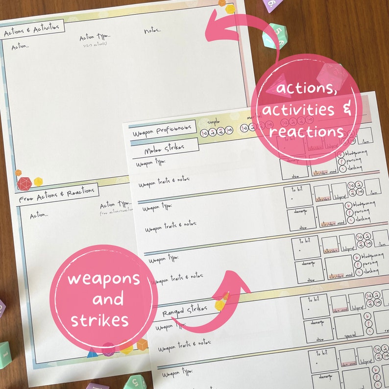 Pathfinder 2e Character Sheet PDF Rainbow Dice Theme, einfacher ...