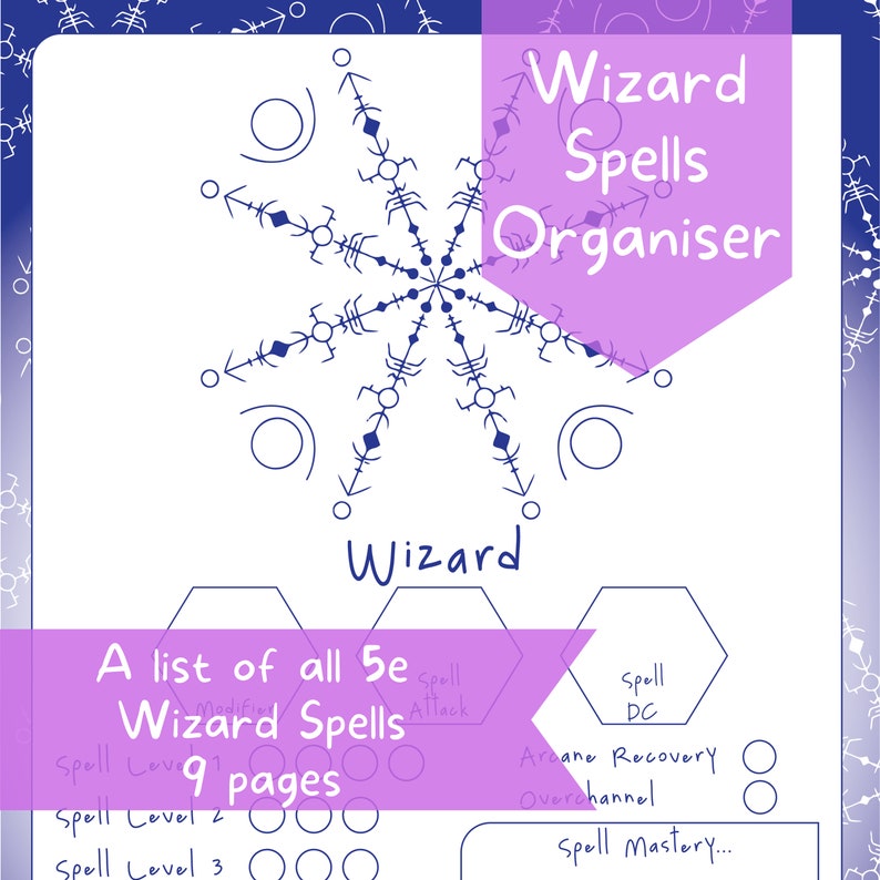 D&D 5e Wizard Spell Tracker Set: Printable Spell Lists (PDF) - Etsy