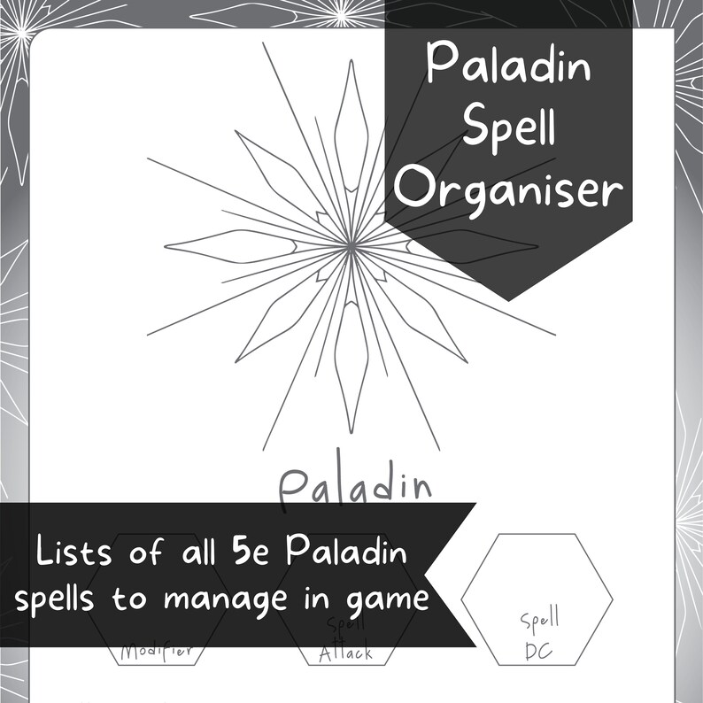 Paladin Spell Tracker DND 5e: Printable Spell Lists - Etsy