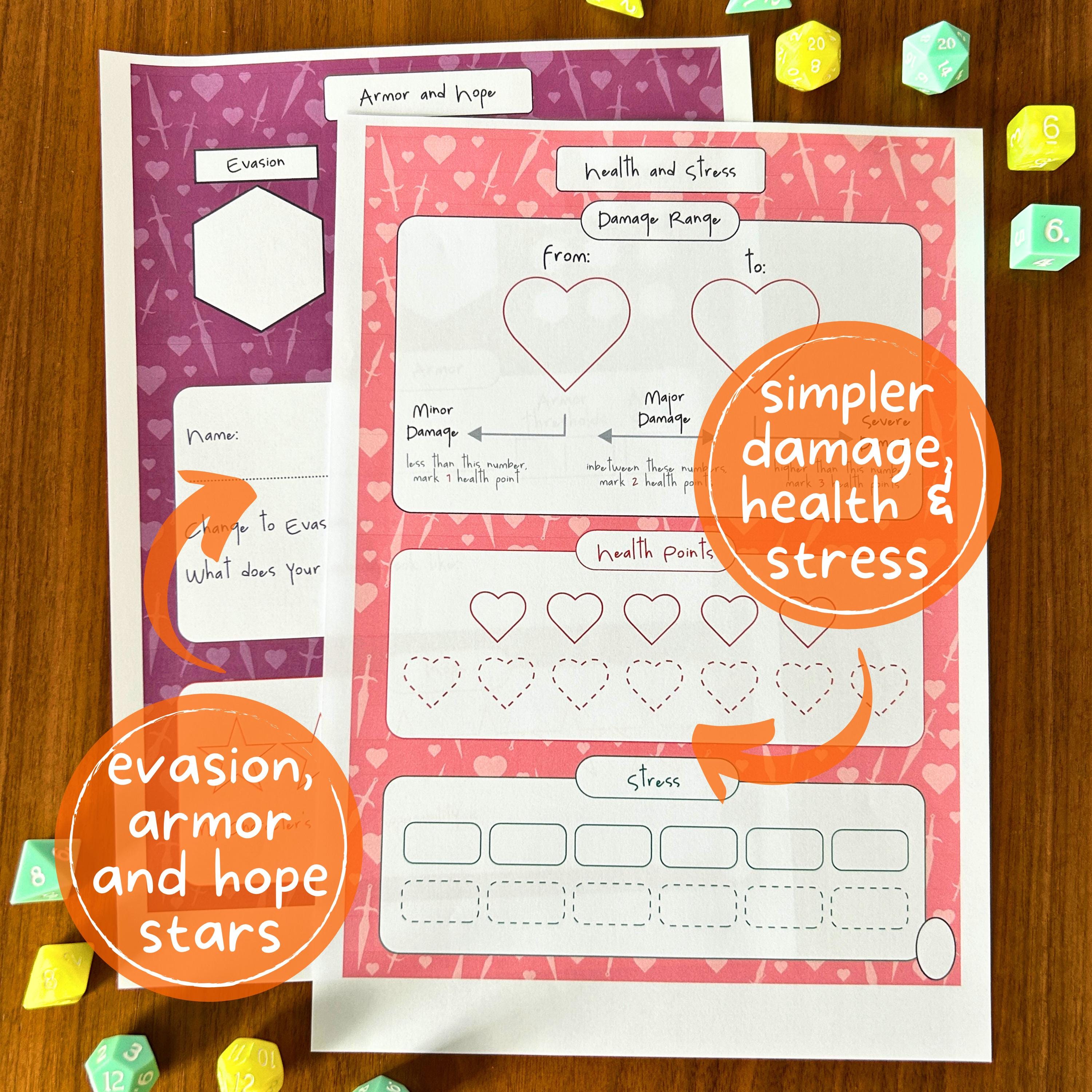 Daggerheart Character Sheet Kids Kit, Child Friendly Daggerheart TTRPG ...