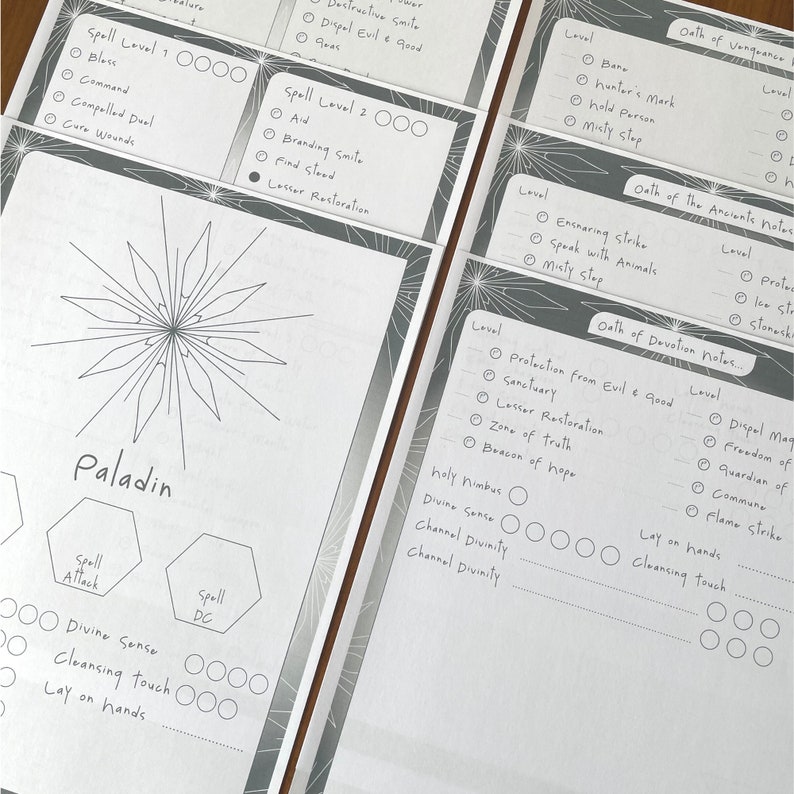 Paladin Spell Tracker DND 5e: Printable Spell Lists - Etsy