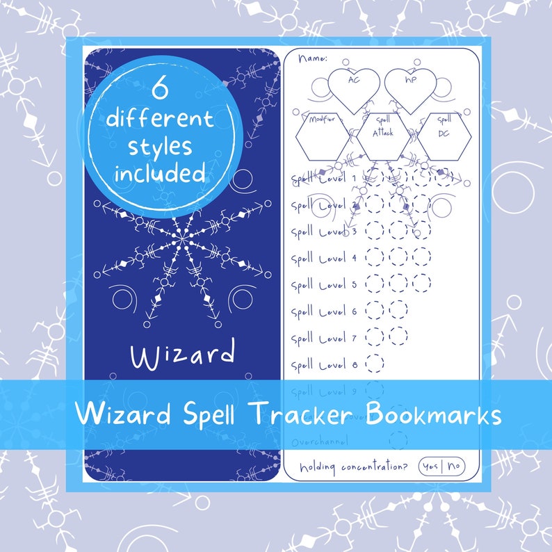 DND Wizard Spell Tracker Bookmarks, Printable Dungeons and Dragons 5e ...