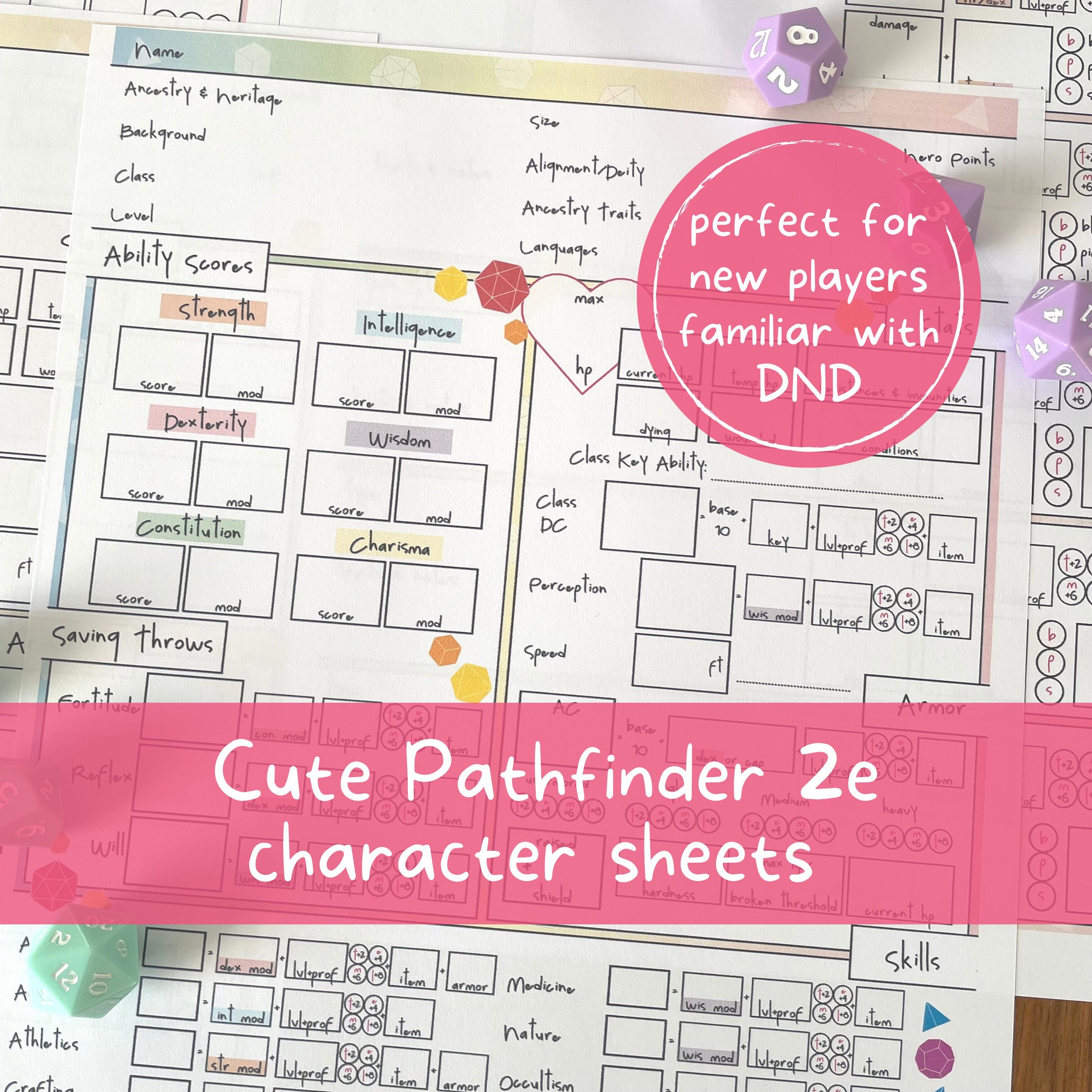 Pathfinder 2e Character Sheet PDF Rainbow Dice Theme, Simpler ...