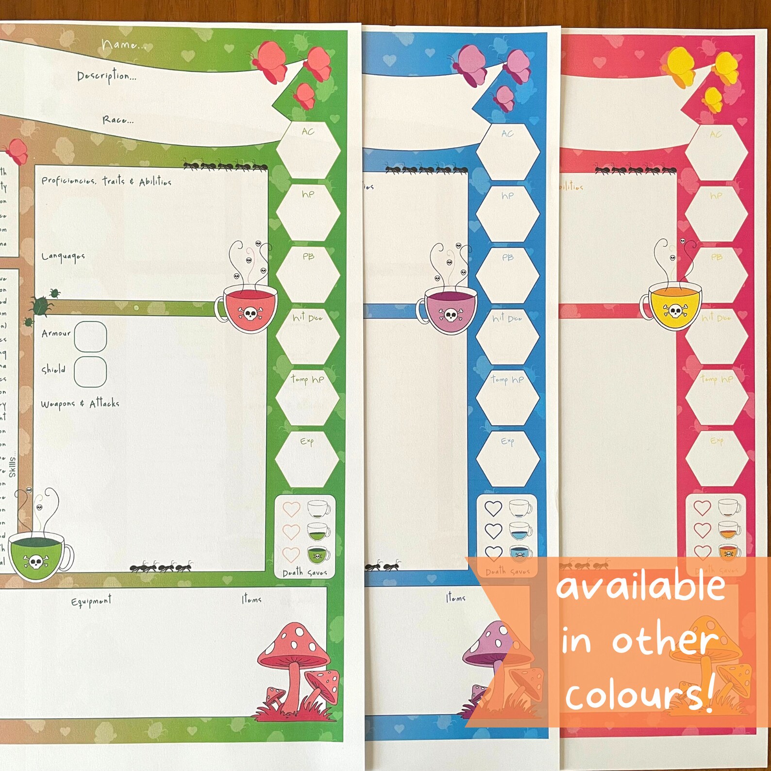DND Mushroom Character Sheets Forest and Dead People Tea Caduceus Clay ...