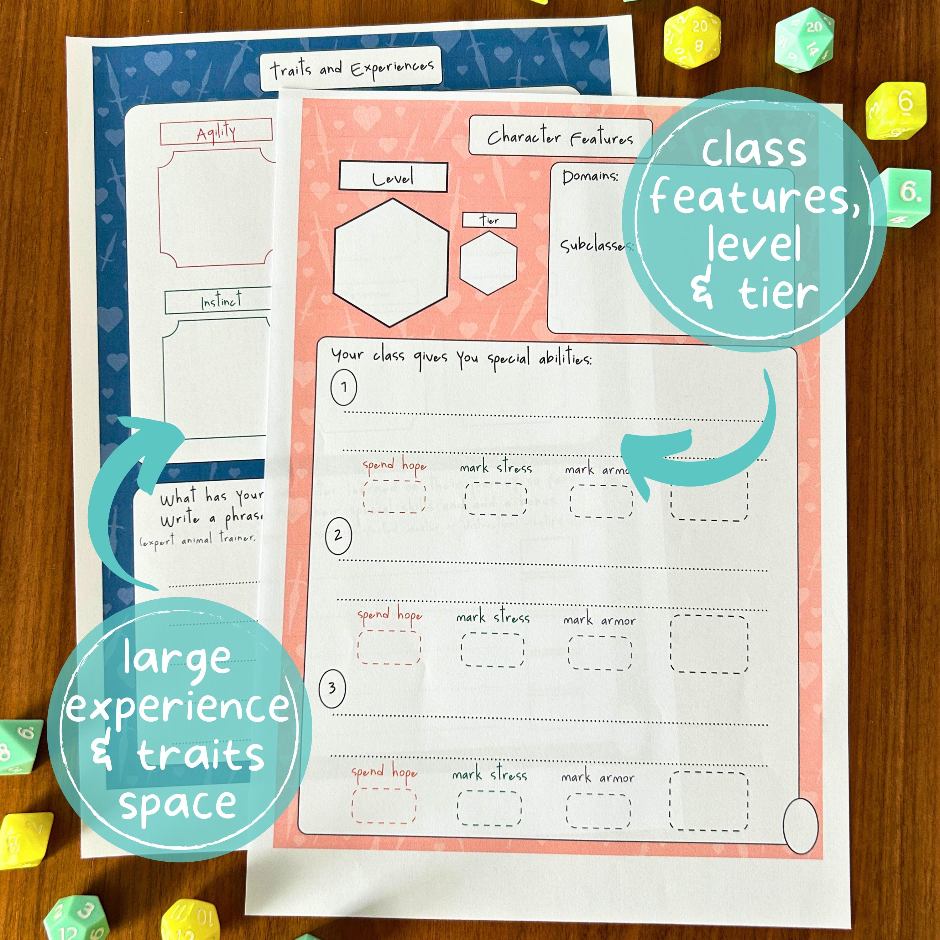 Daggerheart Character Sheet Kids Kit, Child Friendly Daggerheart TTRPG ...