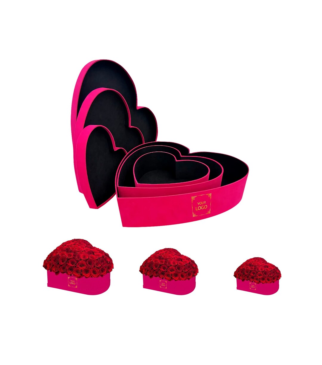 Heart Arrangement Box With Your Logo Kit 3 Different Sizes - Etsy