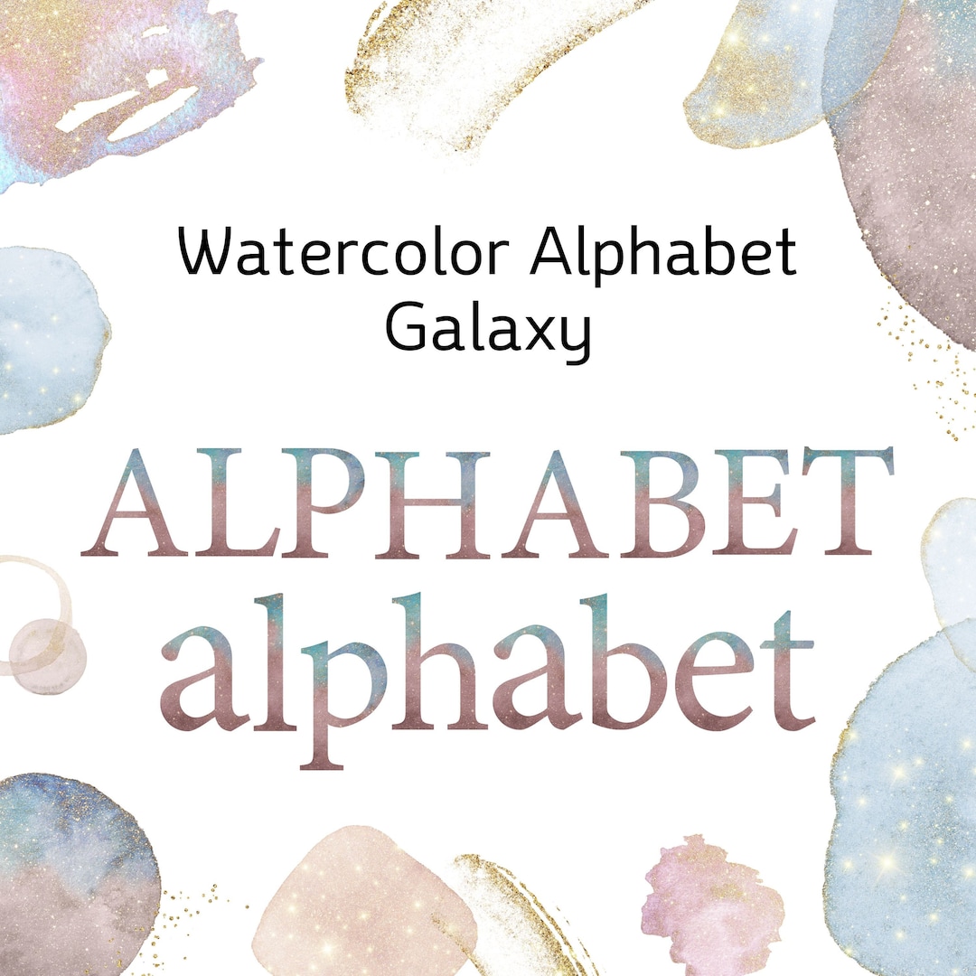 Galaxy Watercolor Alphabet Clip Art, Watercolor Letters, Digital ...