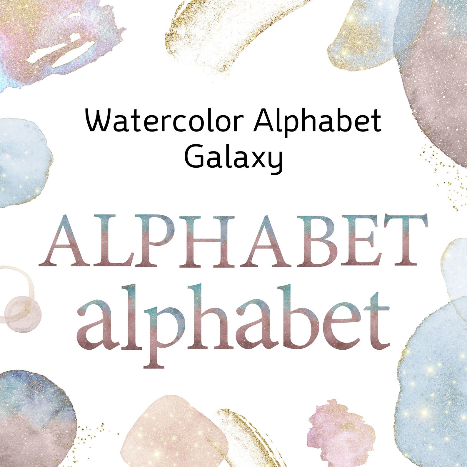 Galaxy Watercolor Alphabet Clip Art, Watercolor Letters, Digital ...