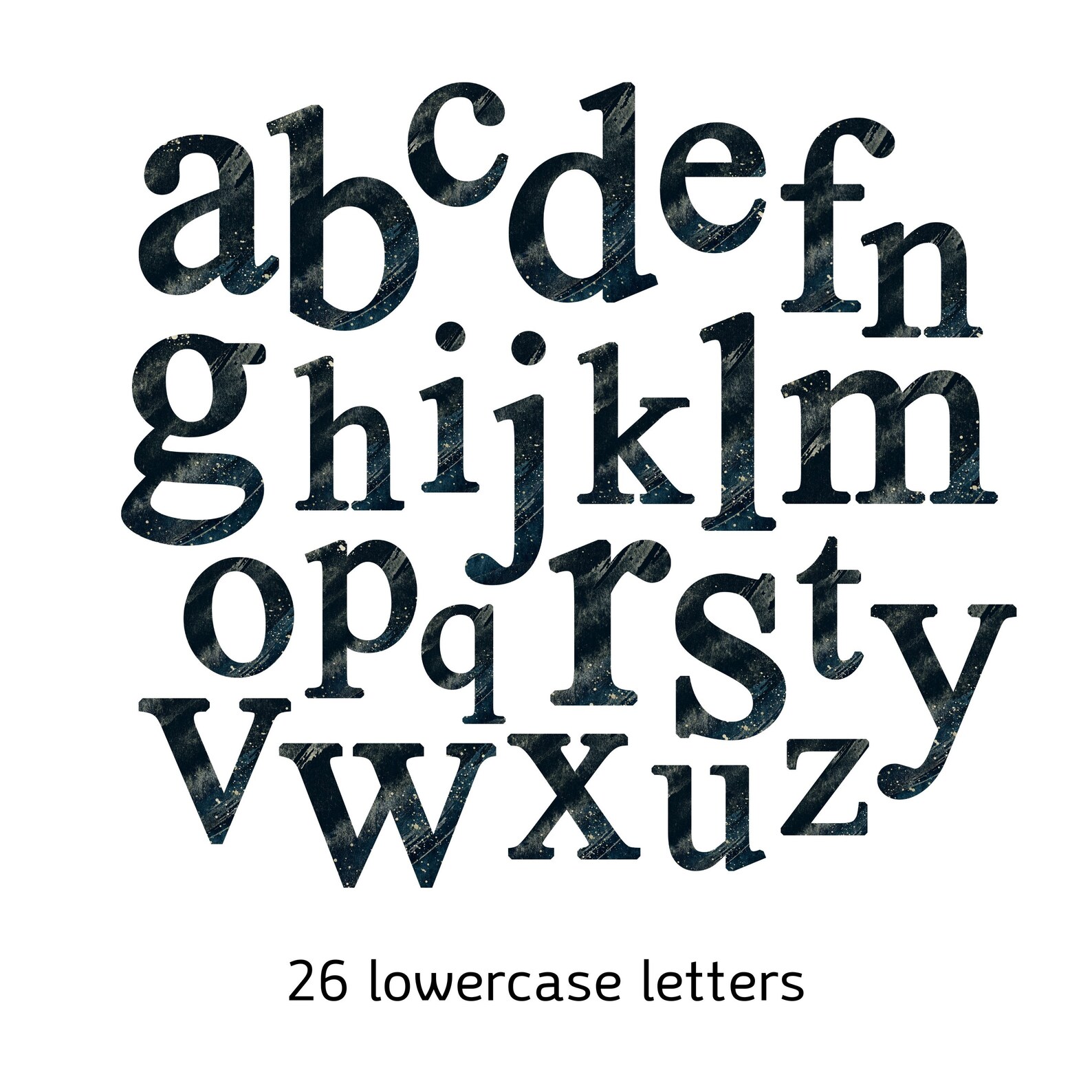 Golden Marble Watercolor Alphabet Clip Art, Black Watercolor Letters ...