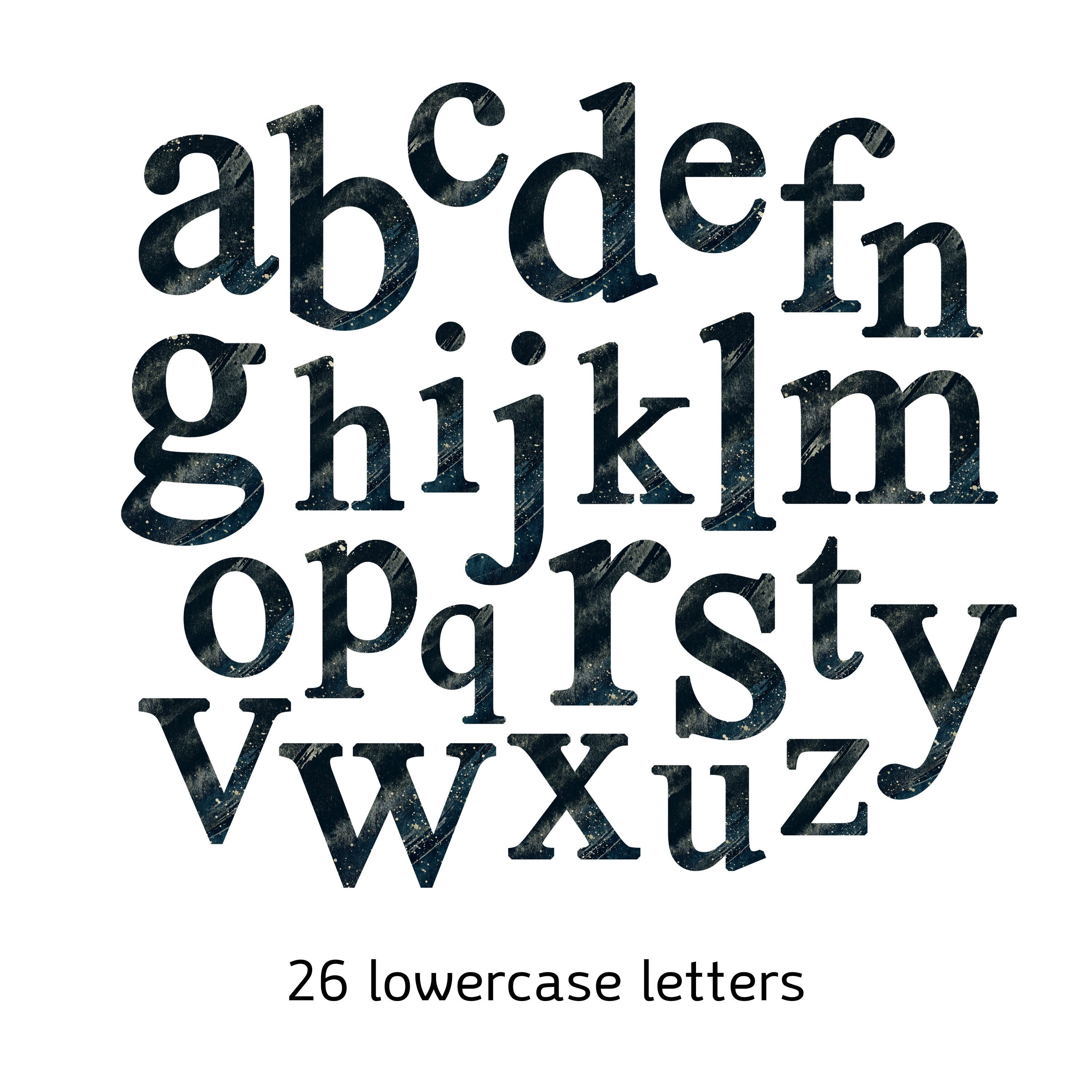 Golden Marble Watercolor Alphabet Clip Art, Black Watercolor Letters ...