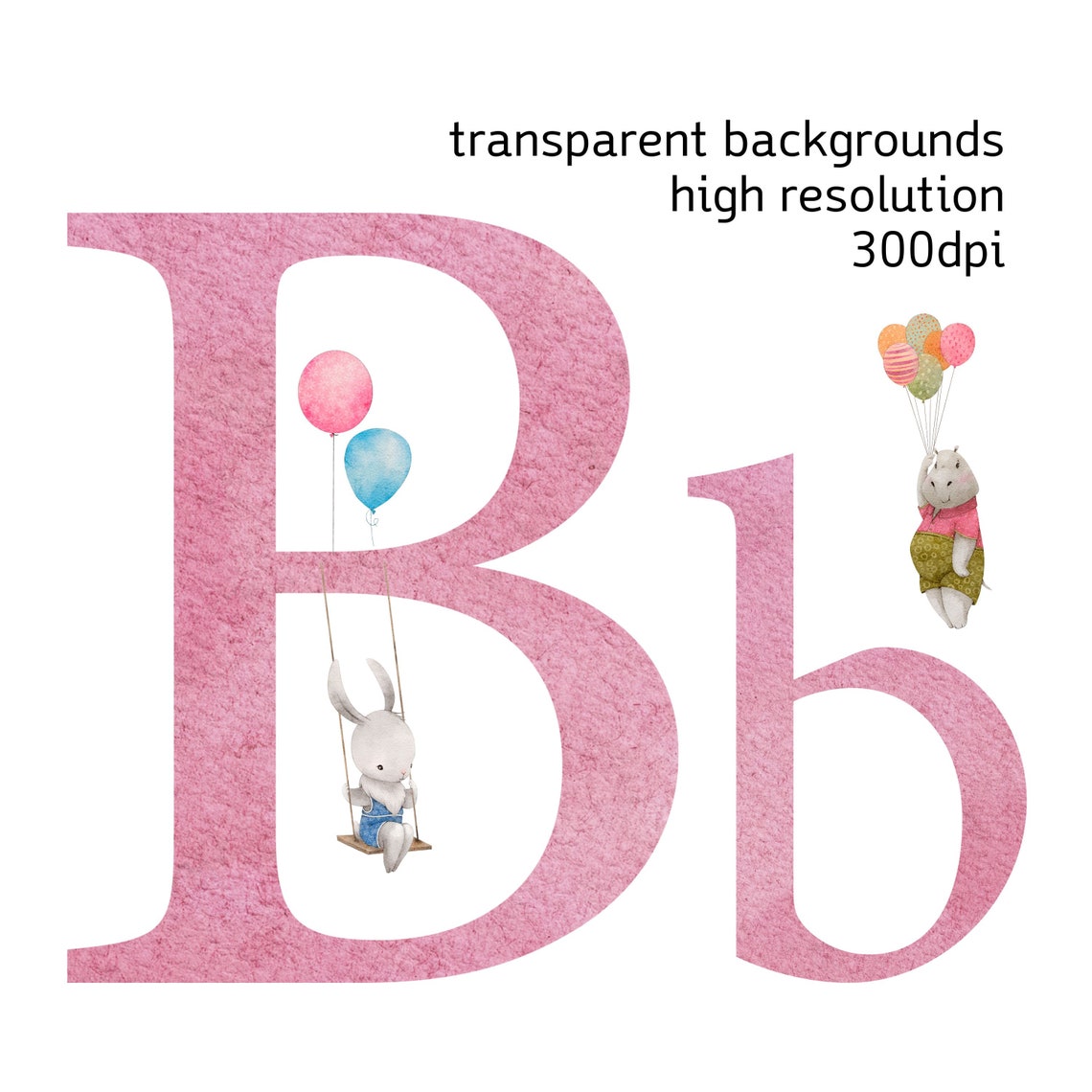 Pink Watercolor Alphabet Clip Art, Watercolor Letters, Digital Clipart ...